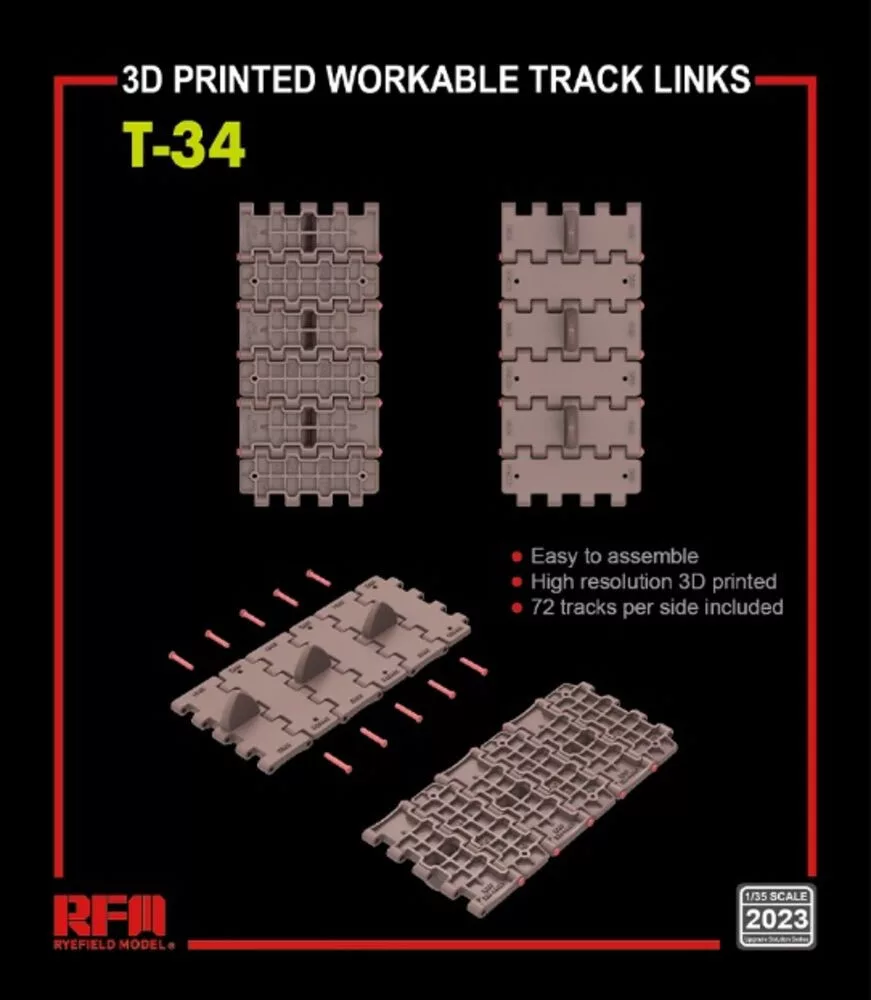 Rye Field Model Workable track links for T-34 (3D printed )